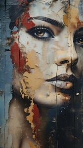 Vibrant Painting of a Woman's Face with Colorful Paint Splatters stock ...