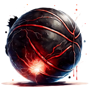 Download Black Basketball with Red Splatters PNG Online - Creative Fabrica