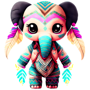 Download Colorful Tribal Elephant Cartoon PNG Online - Creative Fabrica