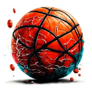 Download Broken Basketball Ball with Blue and Red Splashes PNG Online ...