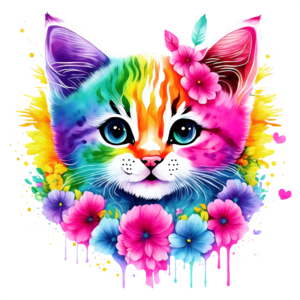 Download Colorful Rainbow Cat Artwork PNG Online - Creative Fabrica