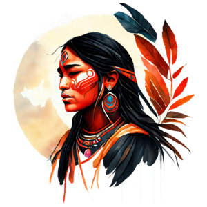 Download Native American Woman with Feathers in front of Full Moon PNG ...