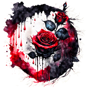 Download Artistic Red Roses in a Heart Shape with Dripping Blood PNG ...