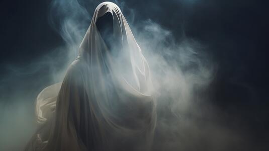 Haunted Ghostly Figure in the Dark stock photo | Creative Fabrica