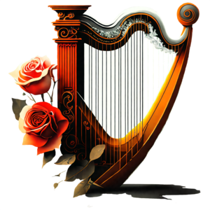 Download Beautiful Harp and Roses Image PNG Online - Creative Fabrica