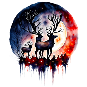 Download Winter Solstice Celebration: Deer in front of a Full Moon PNG ...