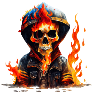 Download Flaming Skull in Biker Gear PNG Online - Creative Fabrica