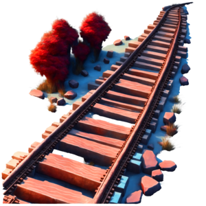 Download Scenic Train Track with Vibrant Red Trees and Rocky Landscape ...