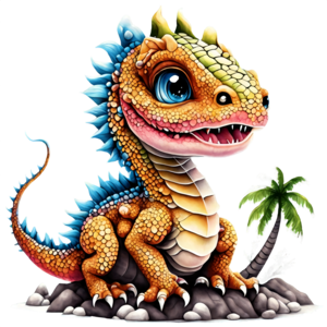 Download Cartoon Baby Lizard Illustration PNG Online - Creative Fabrica