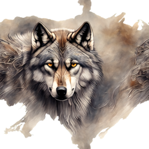 Download Artistic Painting of Two Wolves PNG Online - Creative Fabrica