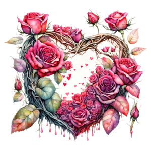 Download Valentine's Day Heart-shaped Pink Roses PNG Online - Creative ...