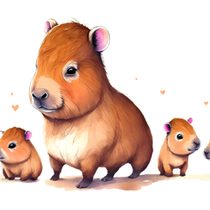 Download Adorable Capybaras Drawing PNG Online - Creative Fabrica