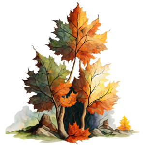 Download Colorful Autumn Trees Drawing PNG Online - Creative Fabrica