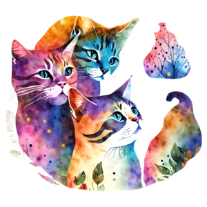 Download Watercolor Painting of Three Cats PNG Online - Creative Fabrica