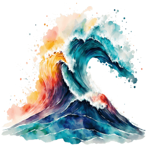 Download Vibrant Watercolor Painting of a Wave PNG Online - Creative ...