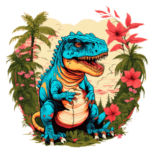 Download Illustration of Blue T-Rex Dinosaur in Forest PNG Online ...
