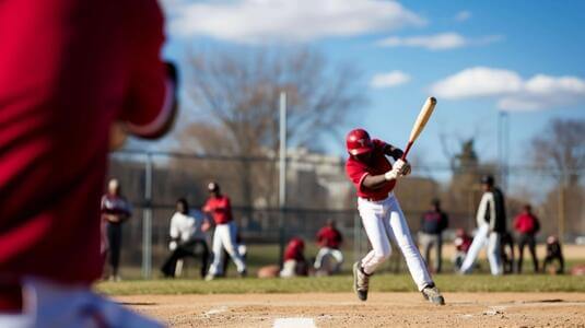 Vintage Baseball and Bat Scene stock photo | Creative Fabrica