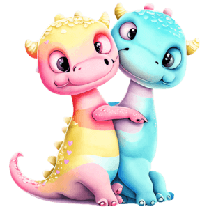 Download Cute Cartoon Dinosaurs Hugging Each Other PNG Online ...