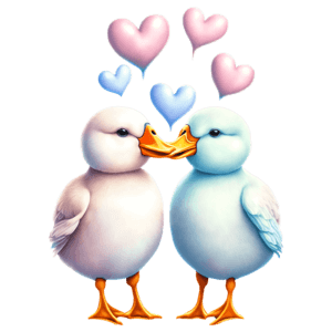 Download Romantic Ducks Holding Hearts PNG Online - Creative Fabrica