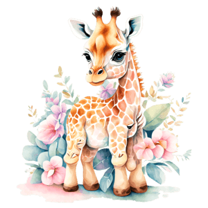 Download Adorable Baby Giraffe in a Flower Garden PNG Online - Creative ...