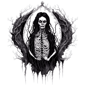 Download Skeleton in Oak Tree - Gothic Art PNG Online - Creative Fabrica