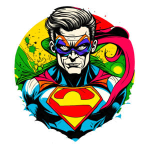 Download Colorful Superman Illustration with Comic Book Background PNG ...