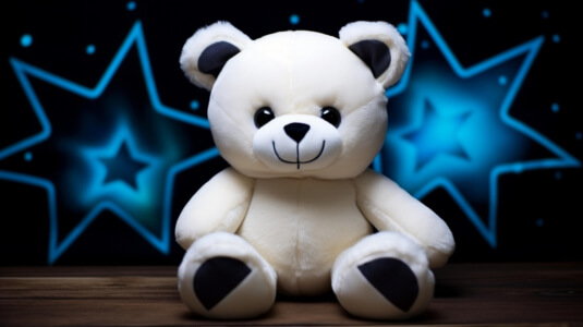 Download Plush Teddy Bear with Blue Star on Blue Starry Background ...